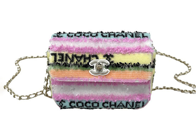 Classic Sequins Mini Flap Bag Multicolor in Leather/Sequins with Gold-tone