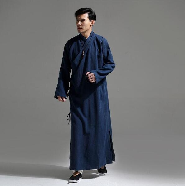 Chinese style Wudang robe Hanfu linen robe monk robe men's Buddhist ...
